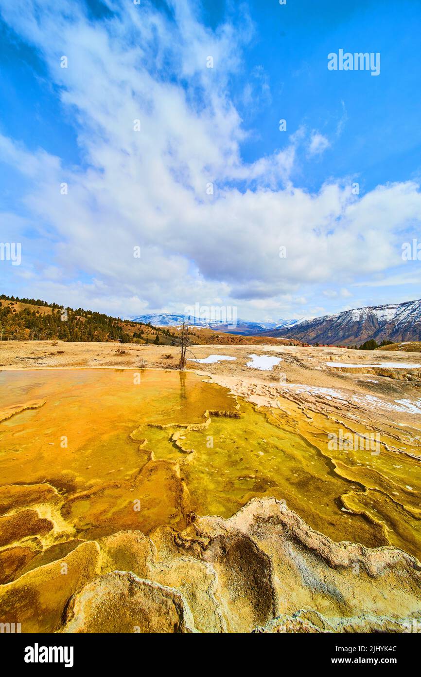 Yellowstone terraces in winter Stock Photo - Alamy