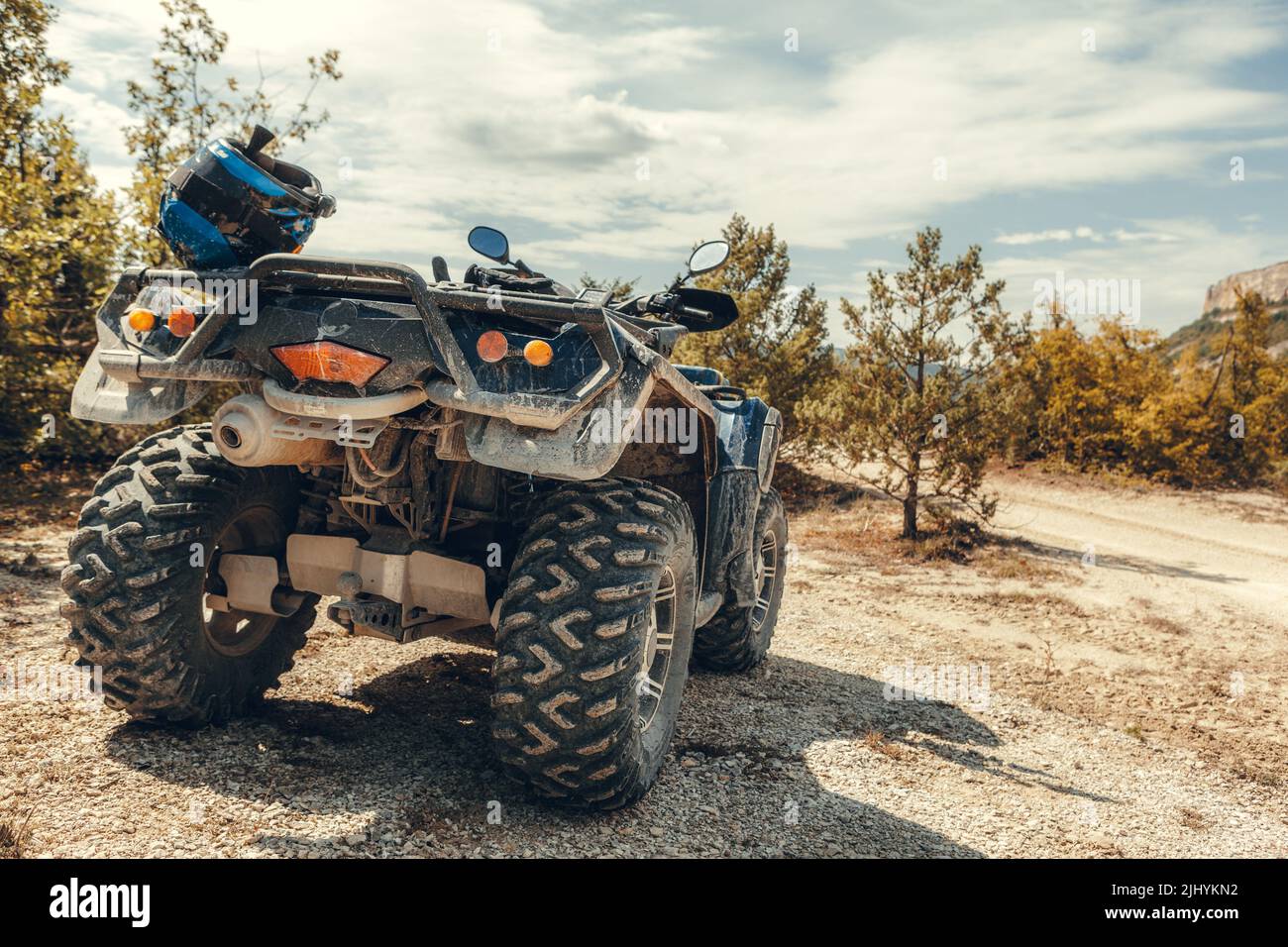 Close-up tail view of ATV quad bike Stock Photo - Alamy