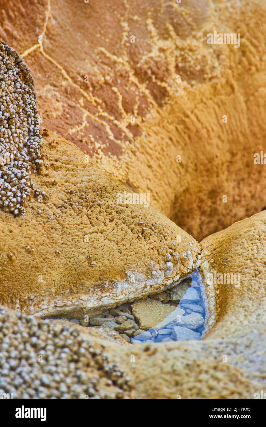 Unique alkaline and rock formations in geyser of Yellowstone Stock ...