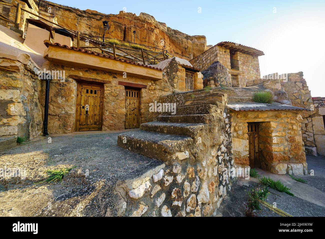 Cave houses dug into the rock of the mountain and used as wineries to ...