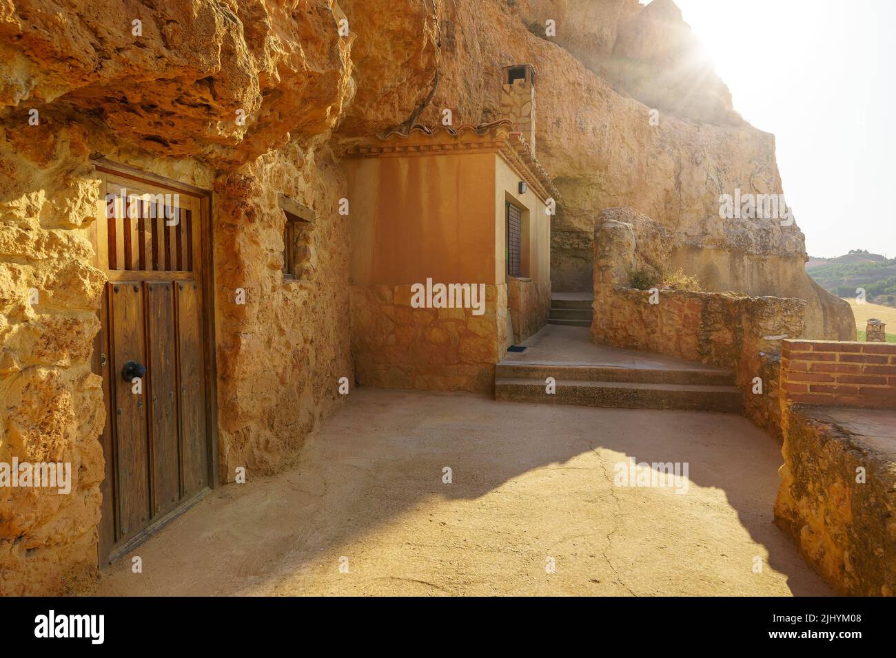Cave houses dug into the rock of the mountain and used as wineries to ...