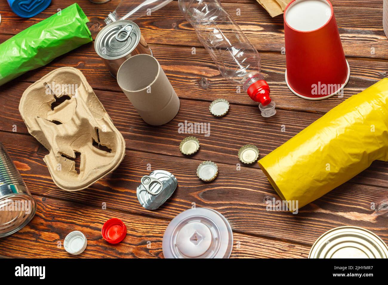 waste materials paper, plastic, polyethylene Stock Photo - Alamy