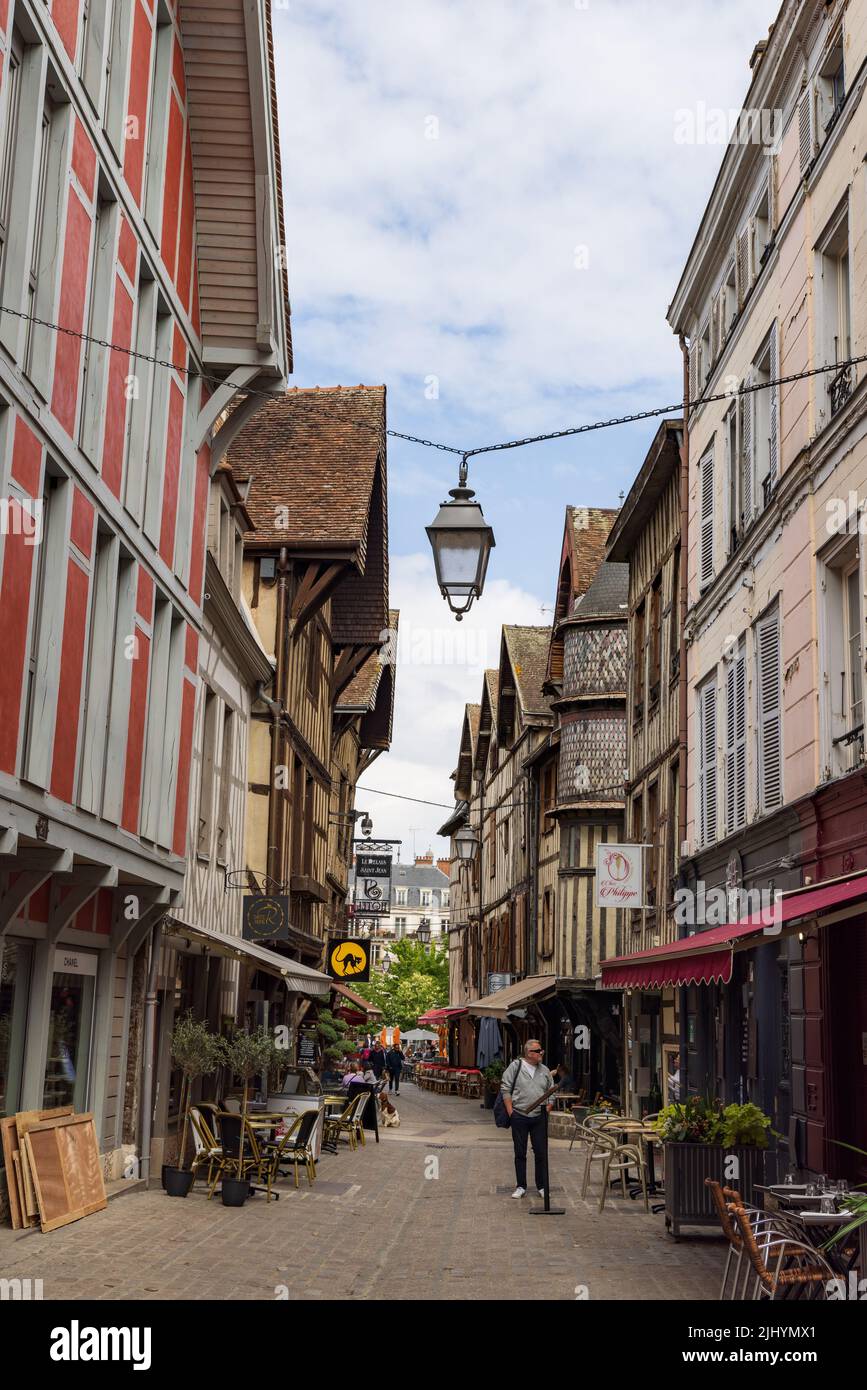 Troyes, France -May 5, 2022: Medieval old town of Troyes Grand Est ...