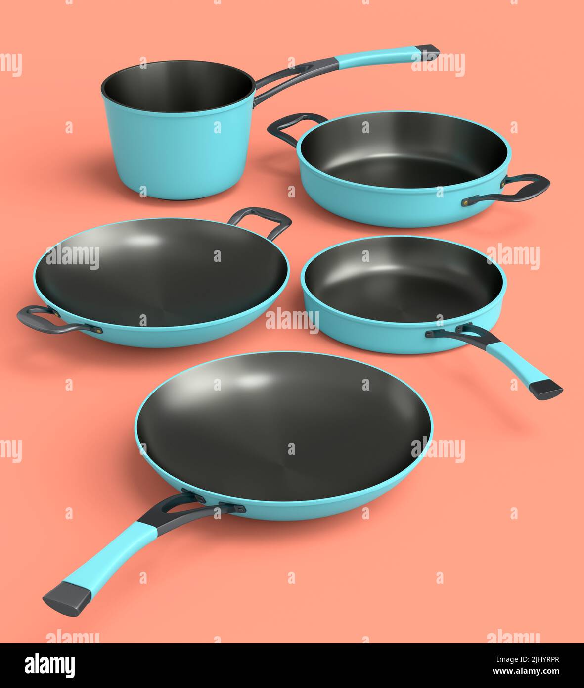 Set of stainless steel stewpot, frying pan and chrome plated aluminum ...