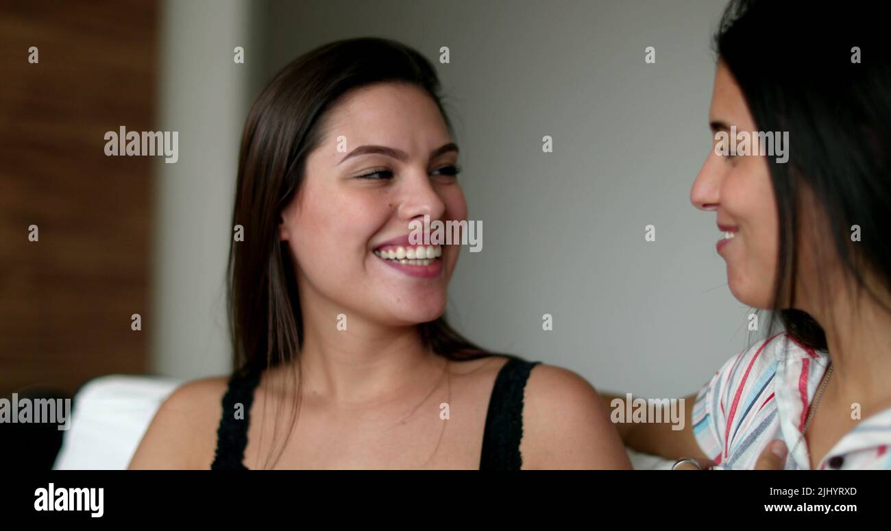 Female friend surprise reaction to friend revelation, pretty girl real ...