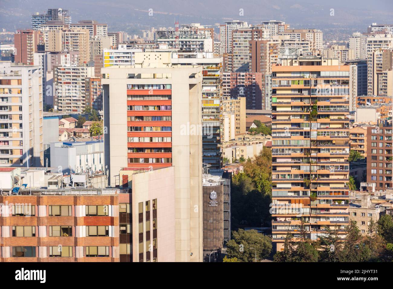 A view over the skyline of Santiago, the capital city of Chile Stock ...