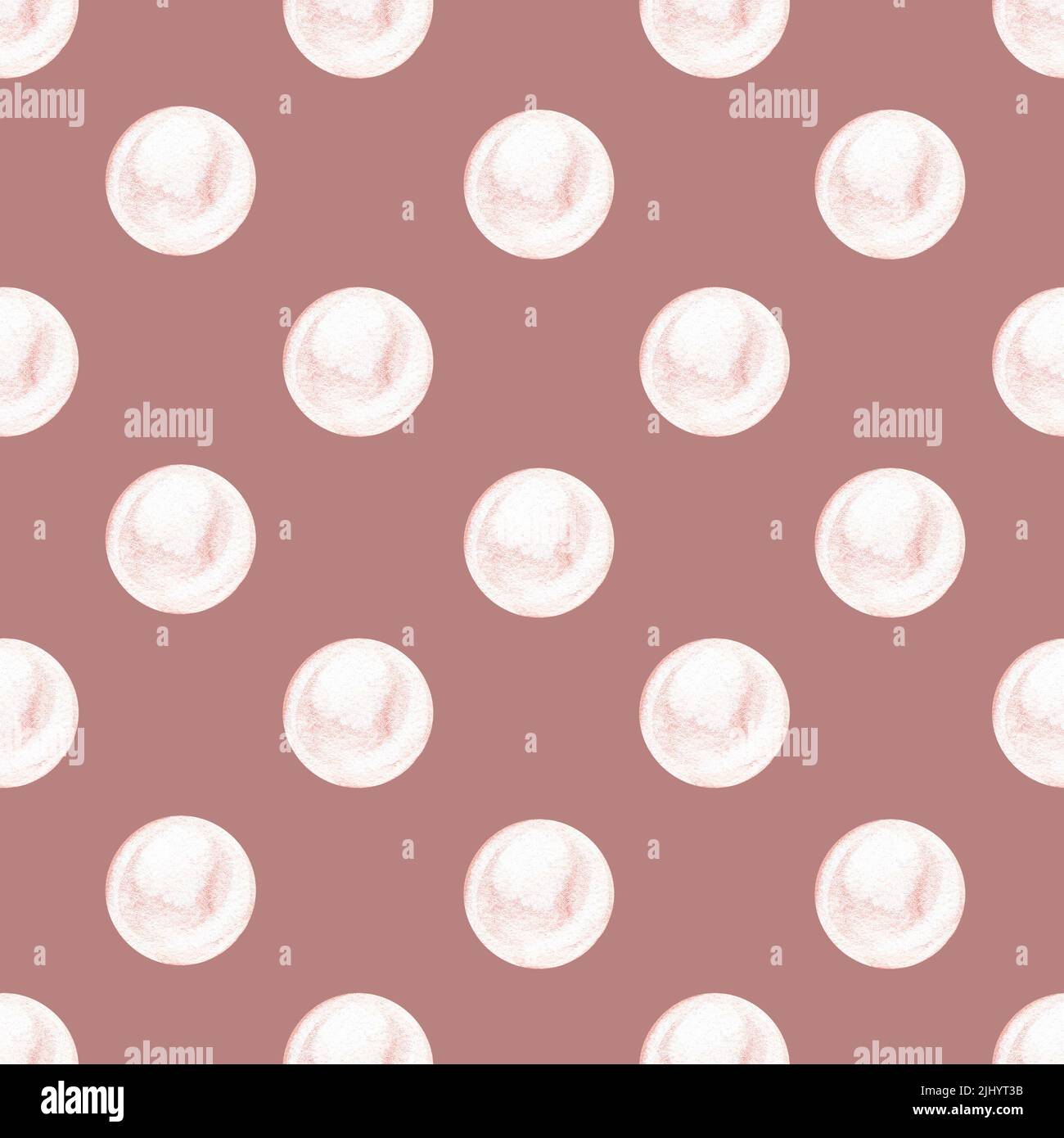 Seamless Pearl pattern. Watercolor illustration. Isolated on a pink ...