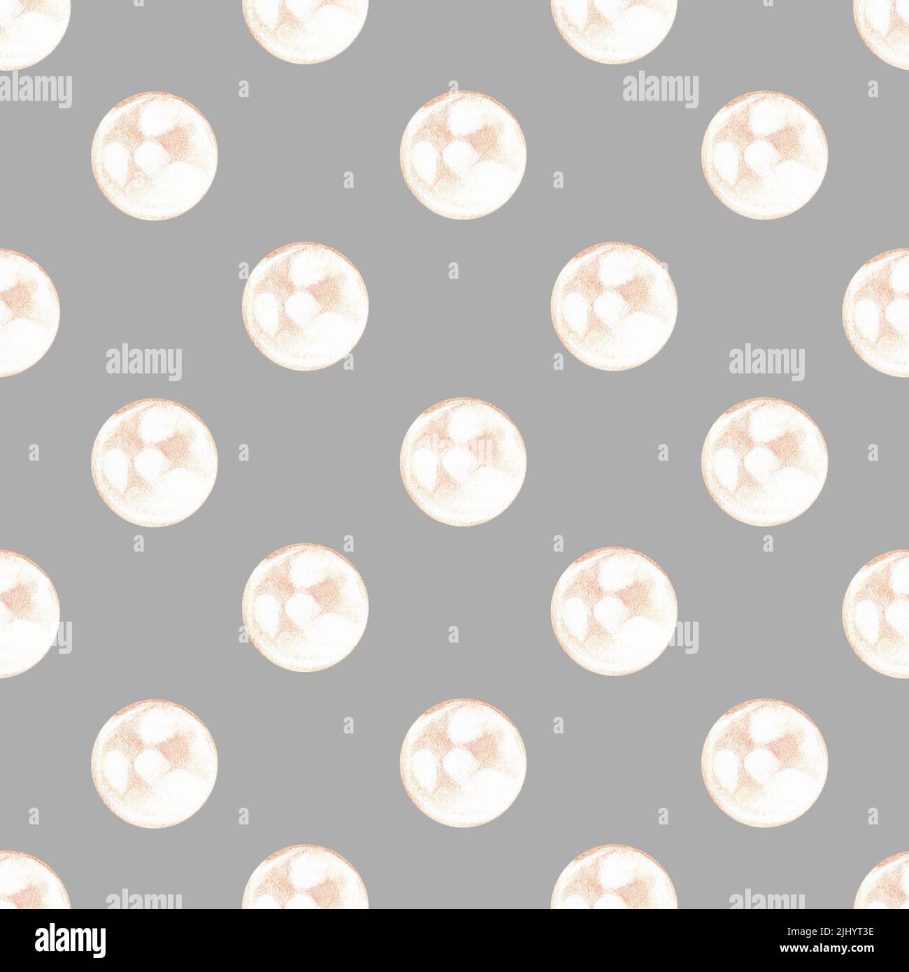 Seamless Pearl pattern. Watercolor illustration. Isolated on a gray ...