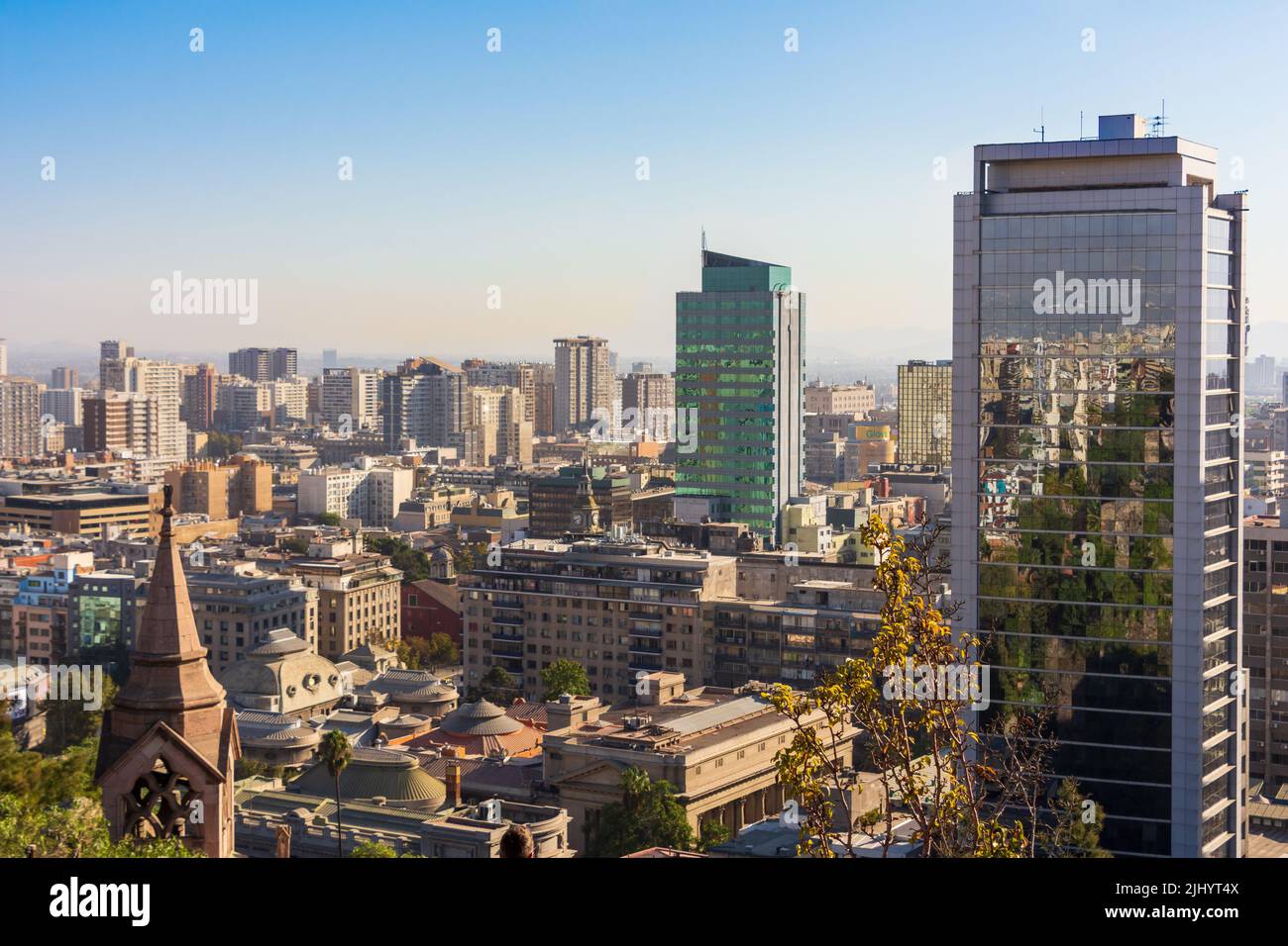 A view over the skyline of Santiago, the capital city of Chile Stock ...