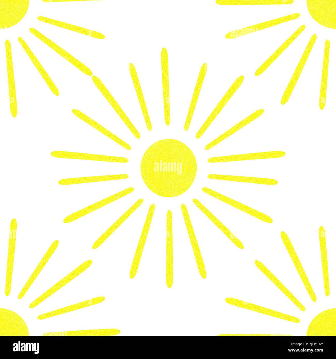 The sun. Seamless pattern. Watercolor illustration. Isolated on a white ...