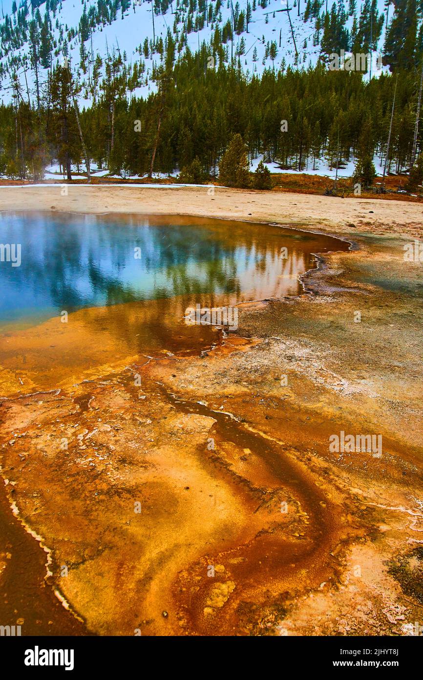 Winter at Yellowstone with vibrant colorful acidic pools Stock Photo ...