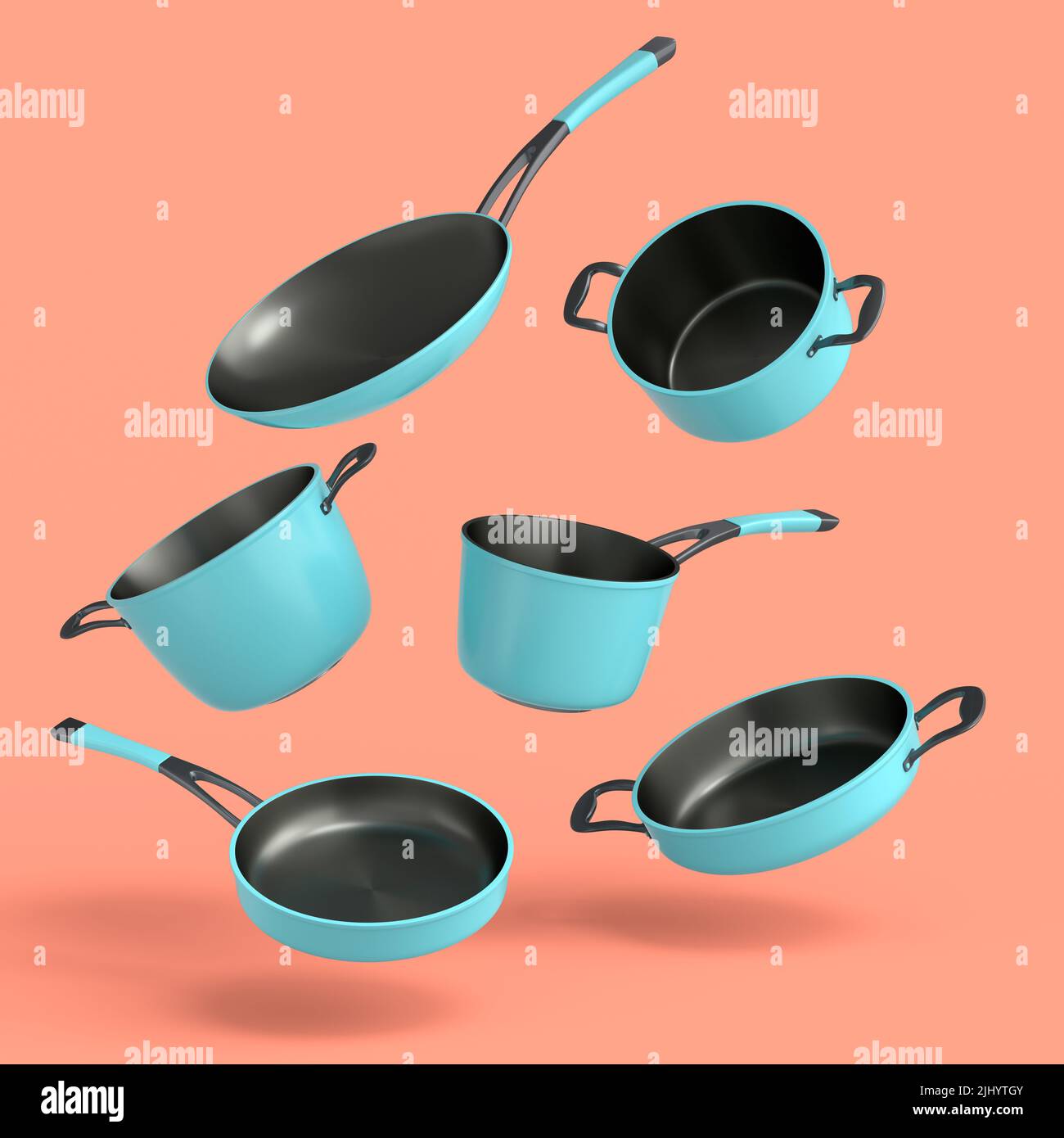 Set of flying stainless steel stewpot, frying pan and chrome plated ...