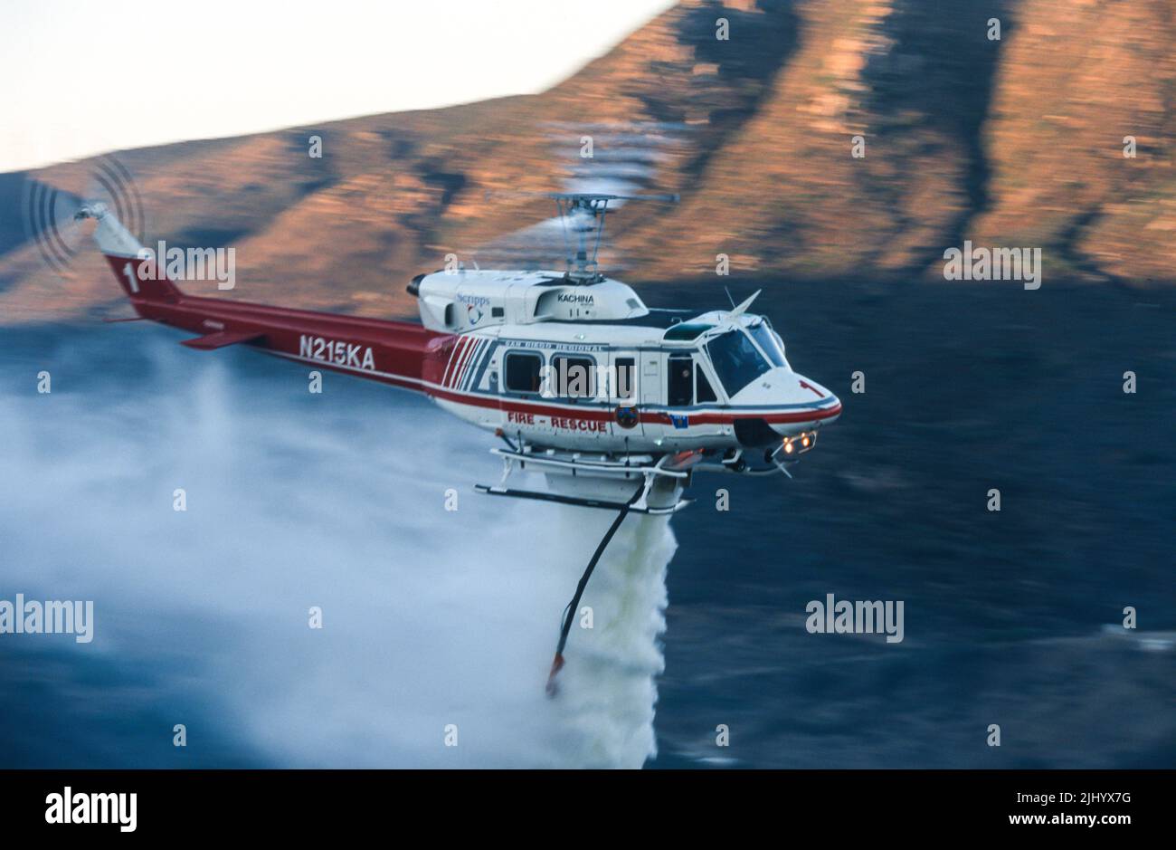 San Diego Regional Fire-Rescue helicopter from Kachina aviation makes a ...