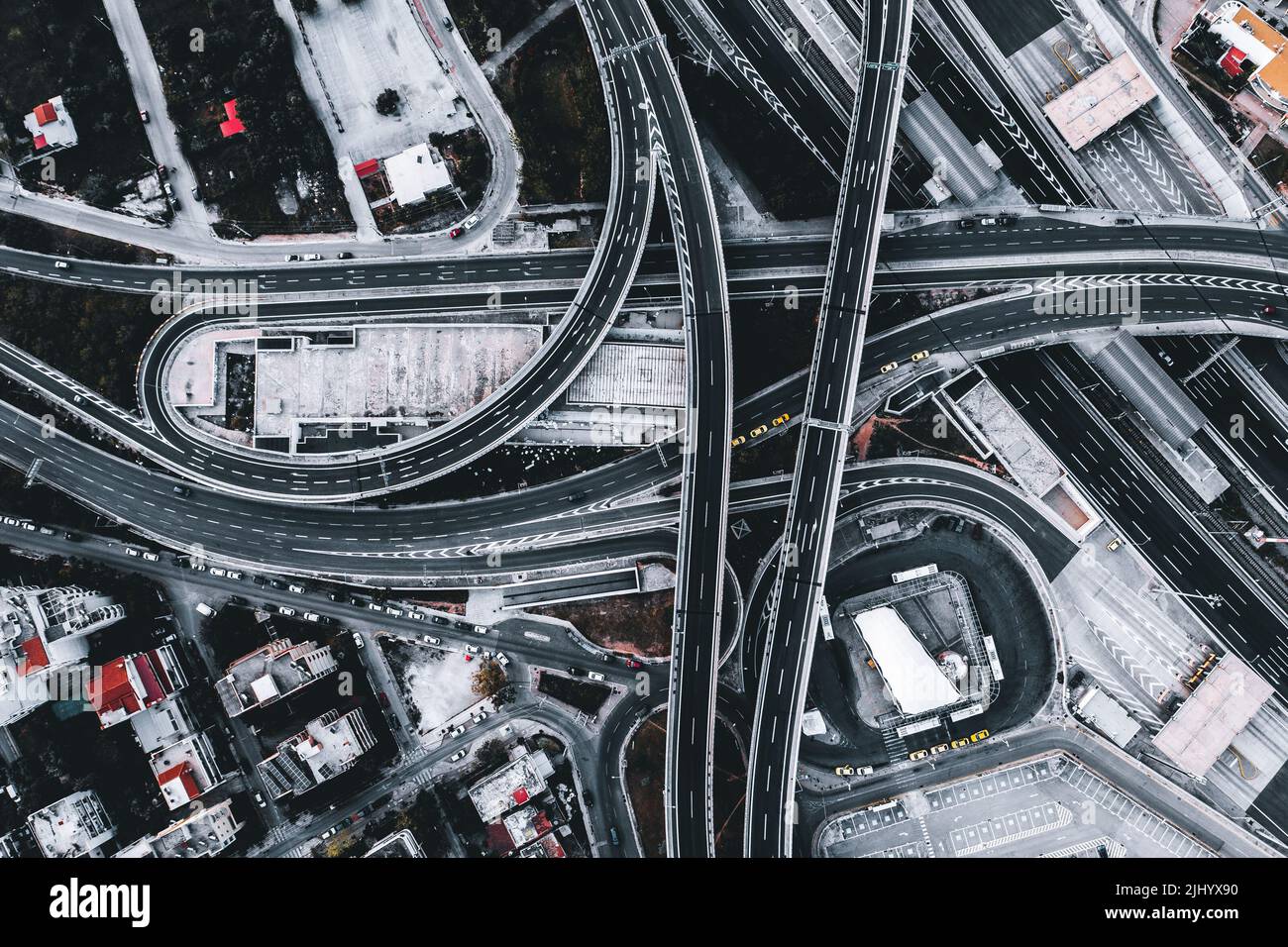 An aerial shot of road junctions Stock Photo - Alamy