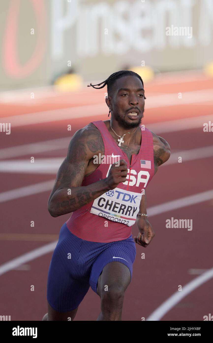 Eugene,, 20 Jul 2022 Michael Cherry (USA) Seen in action during the World Athletics ...