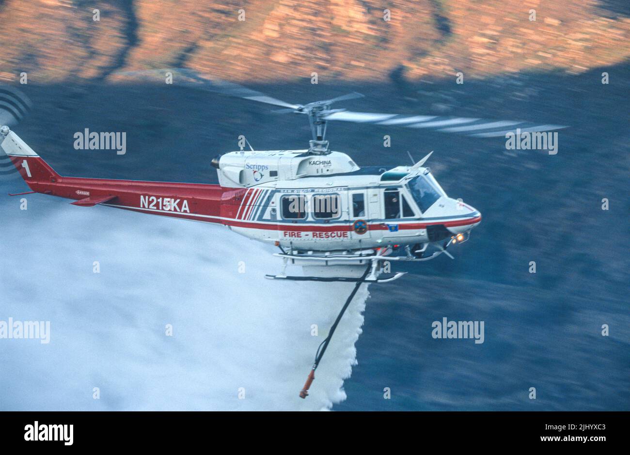 San Diego Regional Fire-Rescue helicopter from Kachina aviation makes a ...