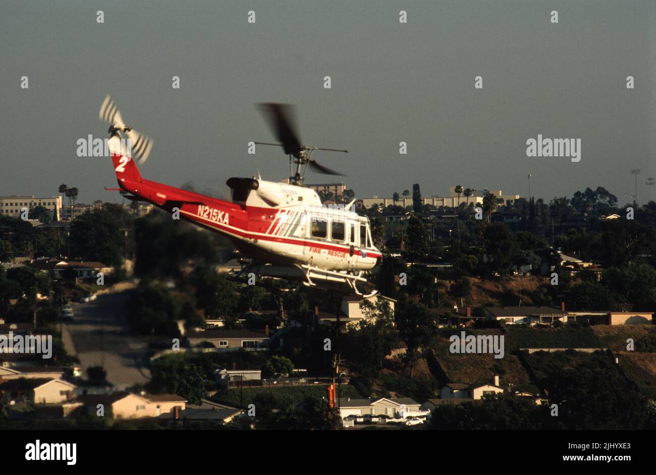 San Diego Regional Fire-Rescue helicopter from Kachina aviation makes a ...