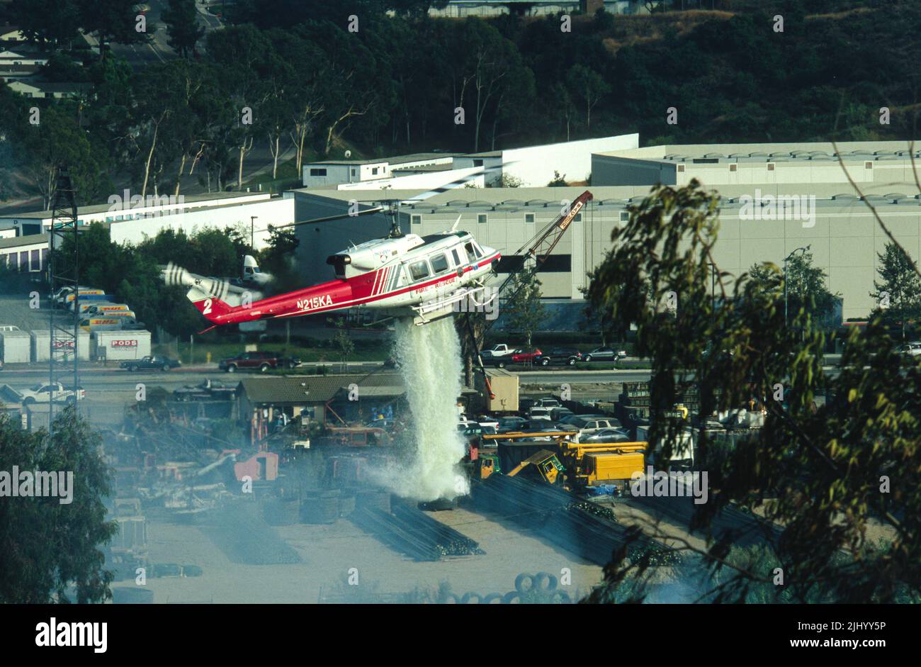 San Diego Regional Fire-Rescue helicopter from Kachina aviation makes a ...