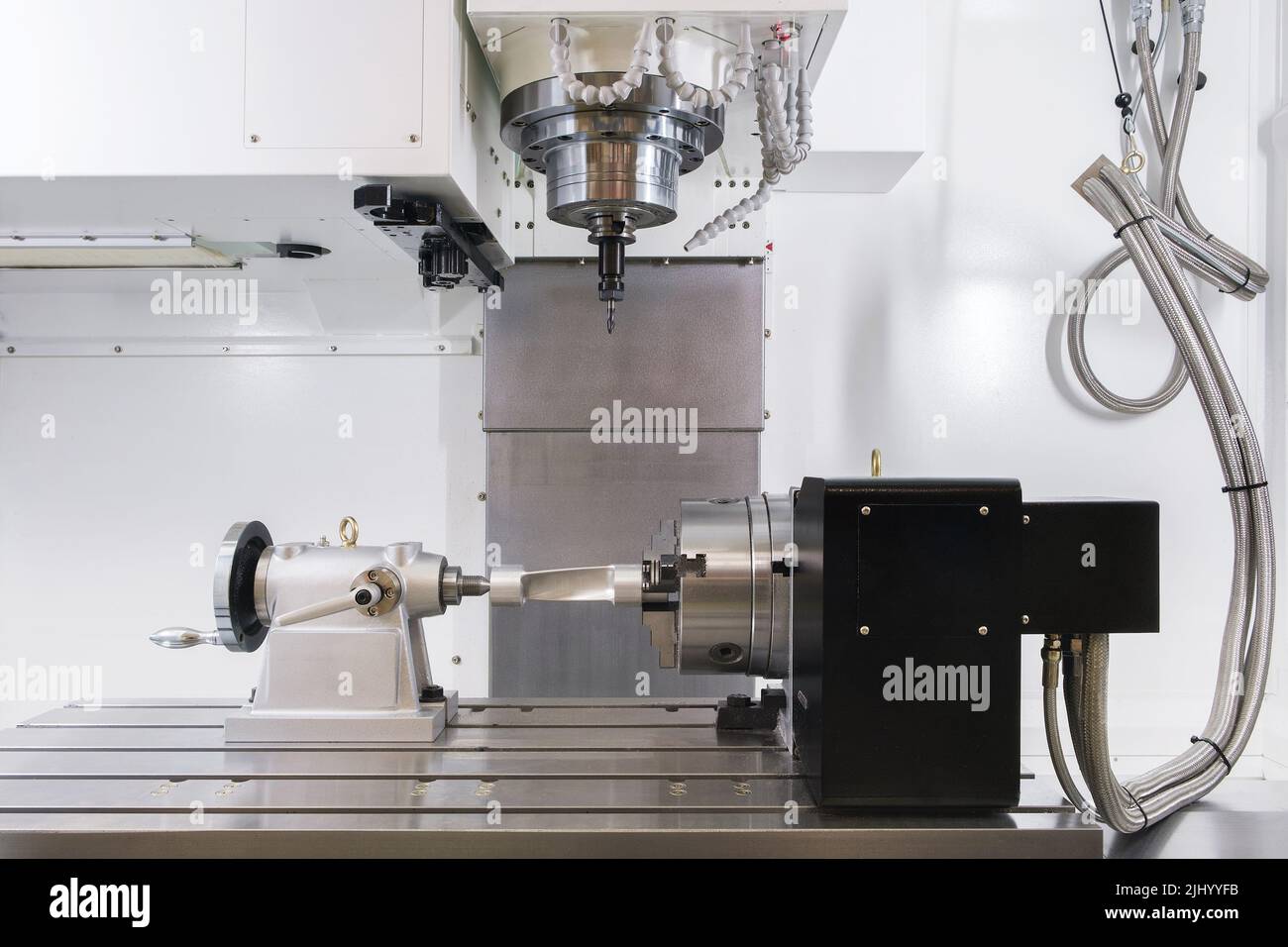 industrial metalworking cutting process by milling cutter Stock Photo ...