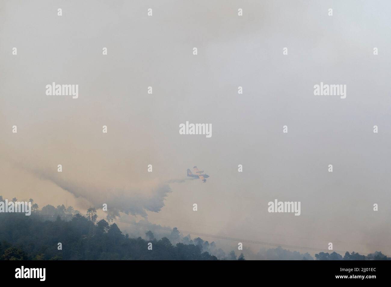 An immense fire hit the hills of Massarosa, in Tuscany, Italy on July ...