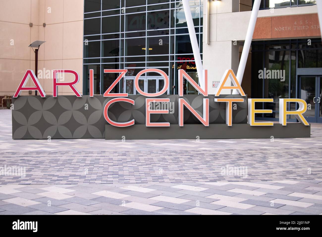 A banner with Arizona Center letters in downtown Phoenix Stock Photo ...