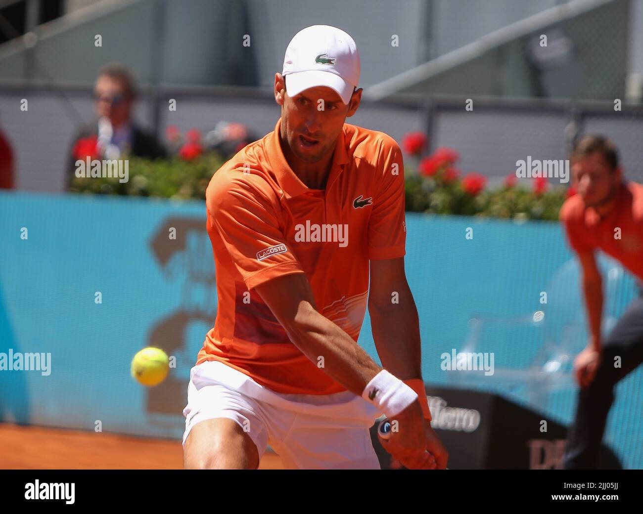 Novak Djokovic from Serbia in action against Hubert Hurkacz from Poland ...