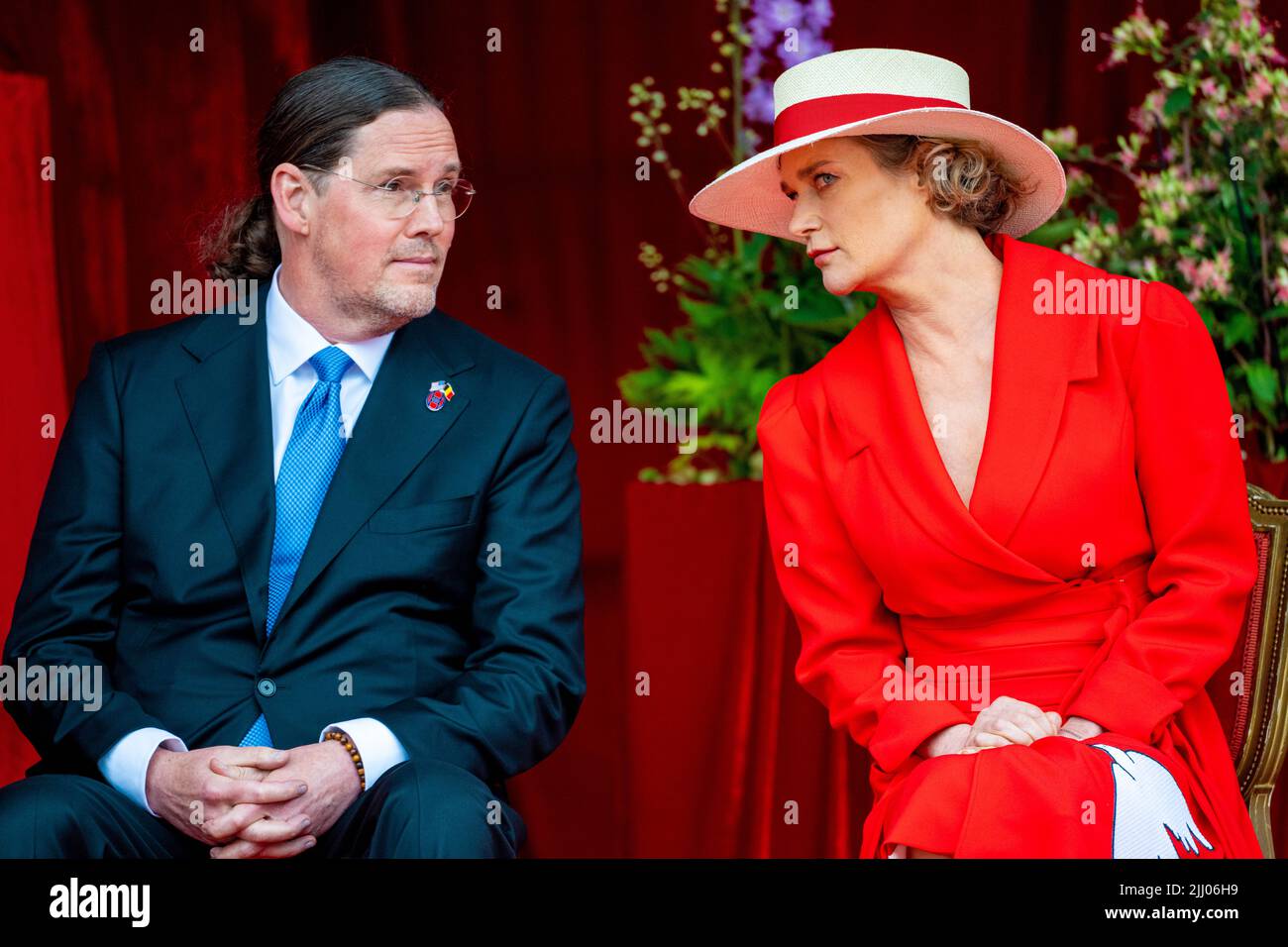 Princess Delphine of Belgium and James O’Hare attending National Day ...