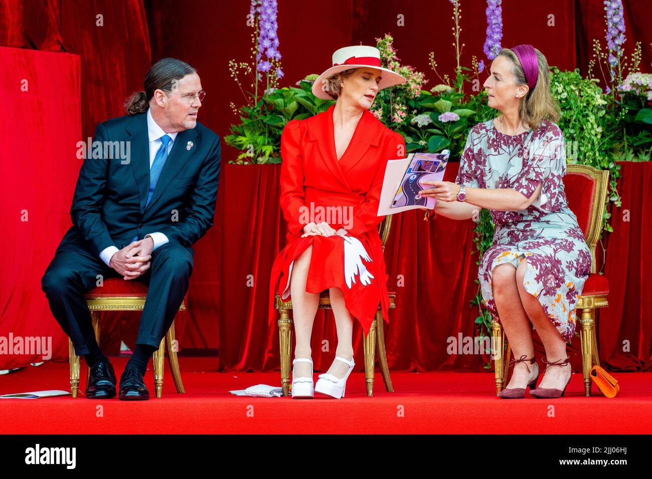 Princess Claire and Princess Delphine of Belgium and James O’Hare ...