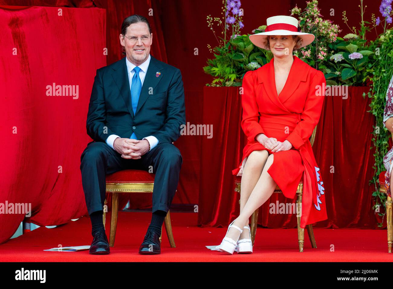 Princess Delphine of Belgium and James O’Hare attending National Day ...