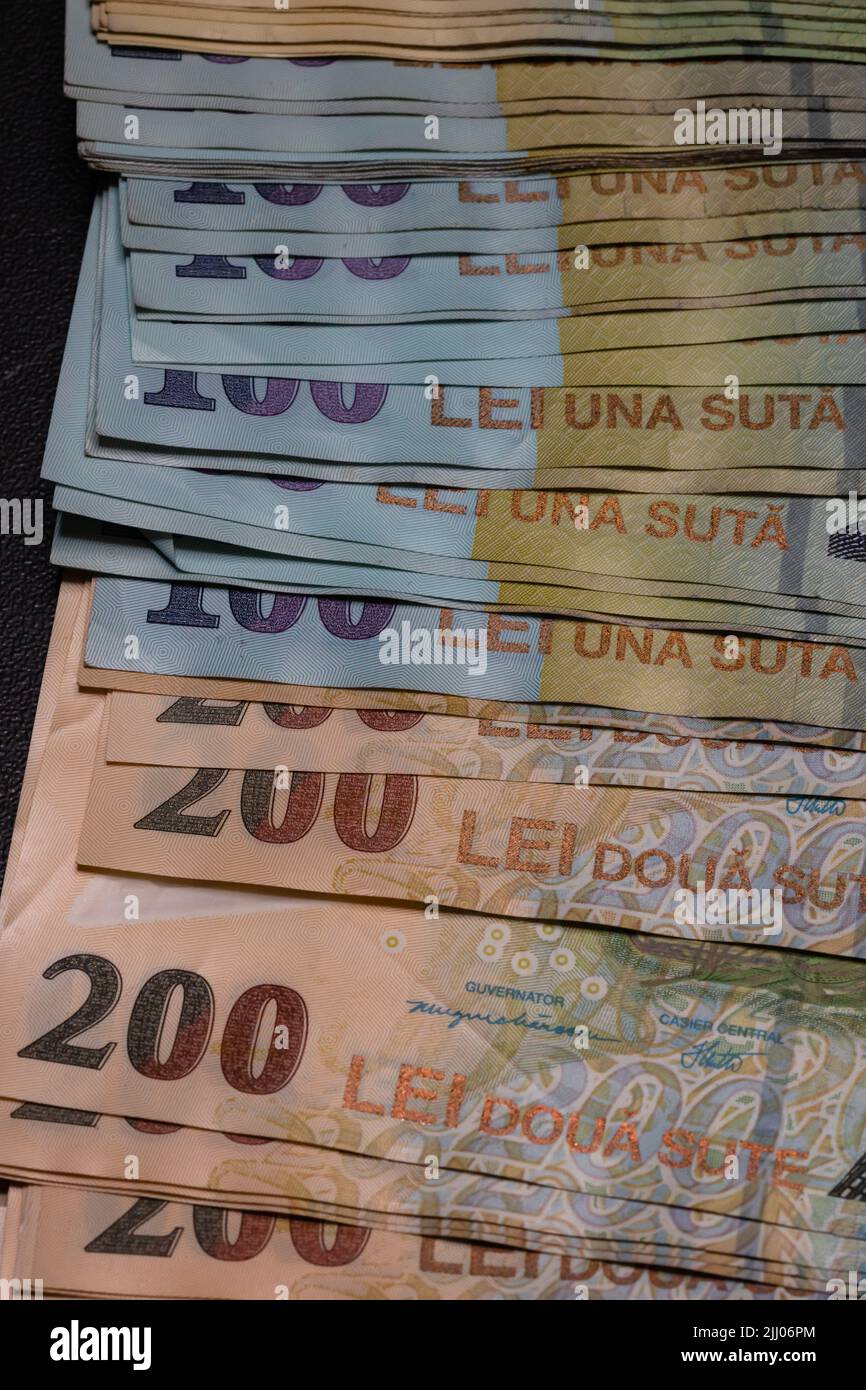 Romanian LEI currency. Europe inflation, LEI money Stock Photo - Alamy