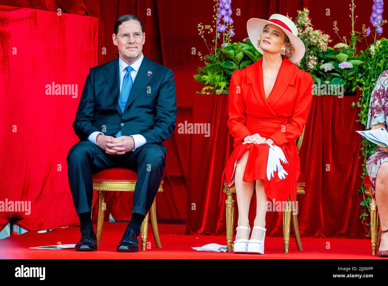 Princess Delphine of Belgium and James O’Hare attending National Day ...