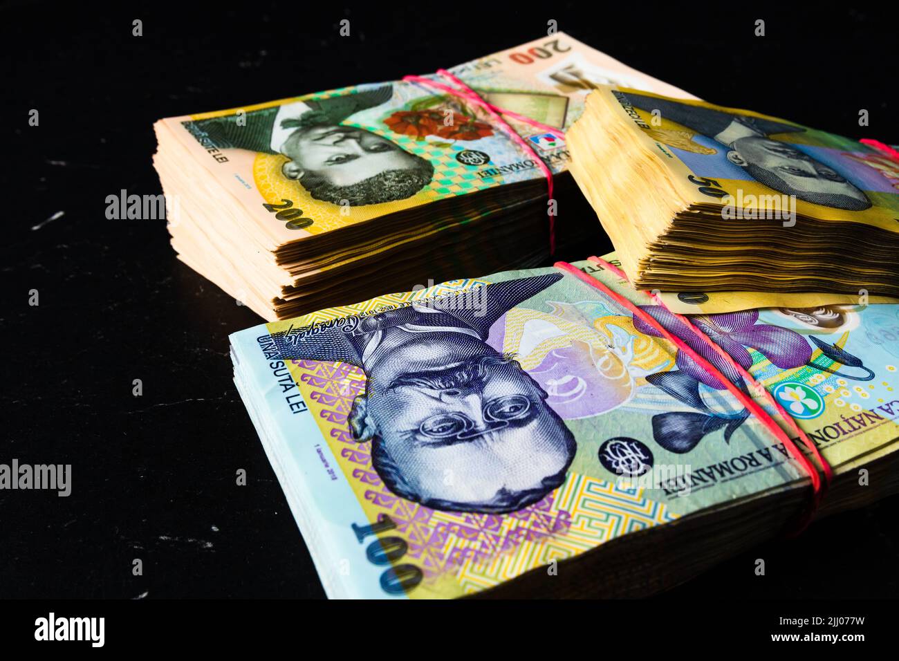 Stack of LEI Romanian money. RON Leu Money European Currency Stock ...