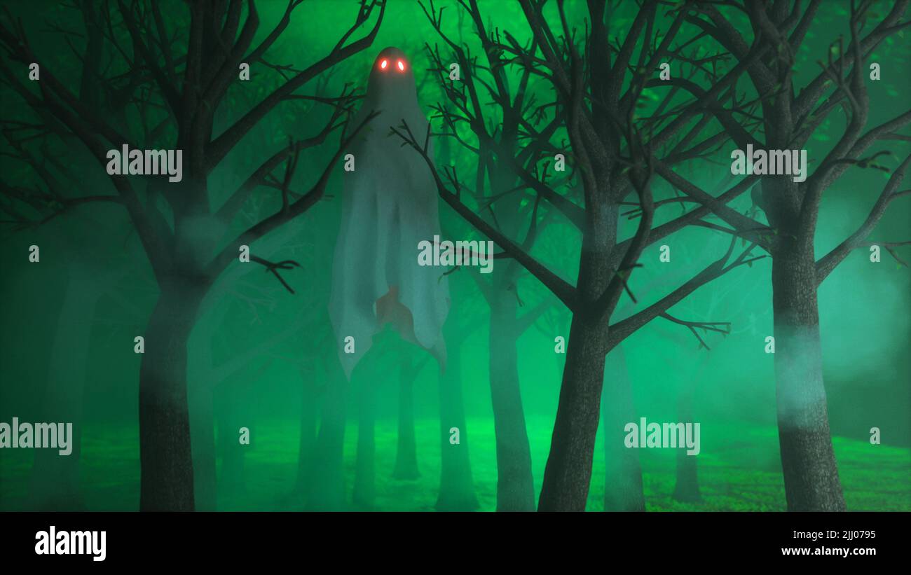 a creepy ghost in the wood (3d rendering Stock Photo - Alamy