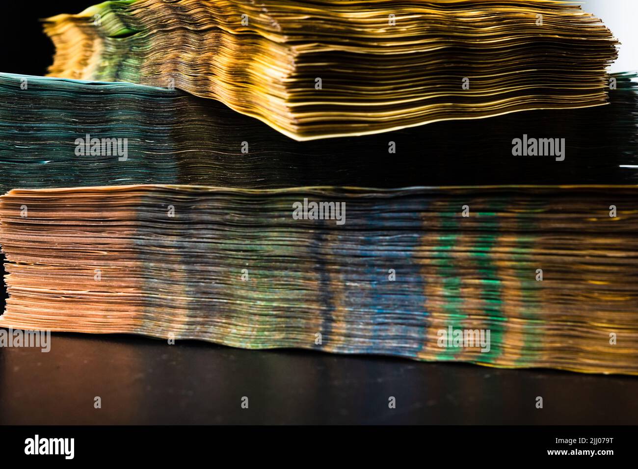 Stack of LEI Romanian money. RON Leu Money European Currency Stock ...