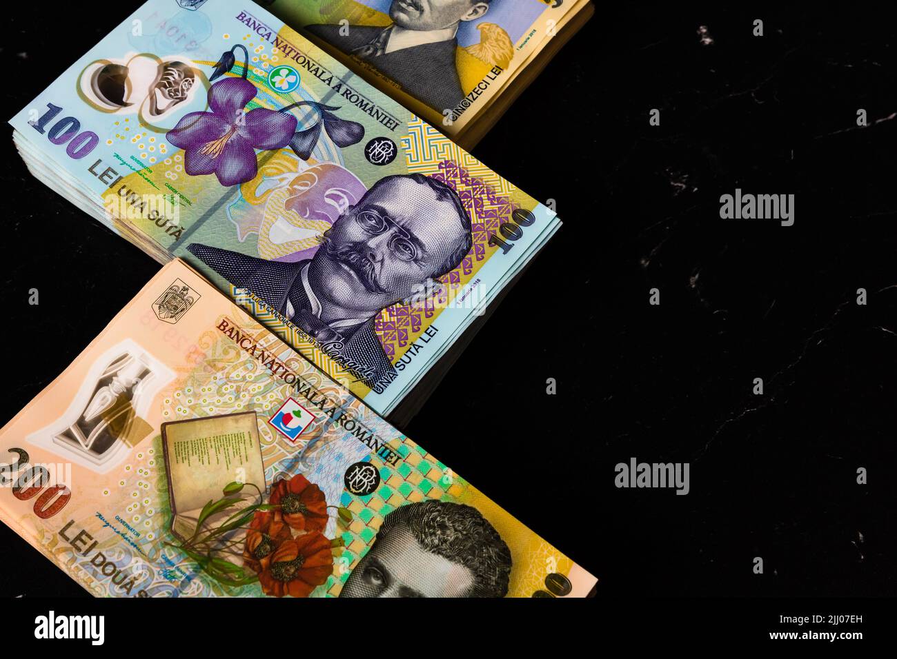 Stack of LEI Romanian money. RON Leu Money European Currency Stock ...