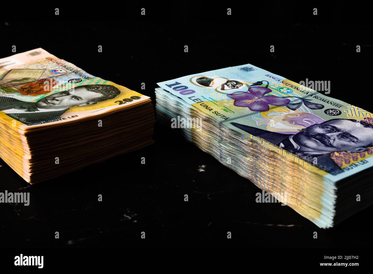 Stack of LEI Romanian money. RON Leu Money European Currency Stock ...