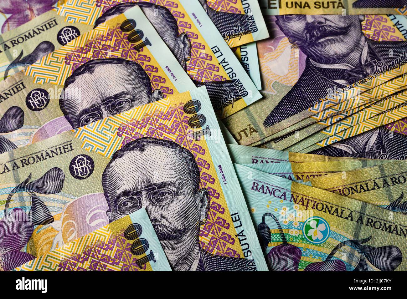 Stack of LEI Romanian money. RON Leu Money European Currency Stock ...