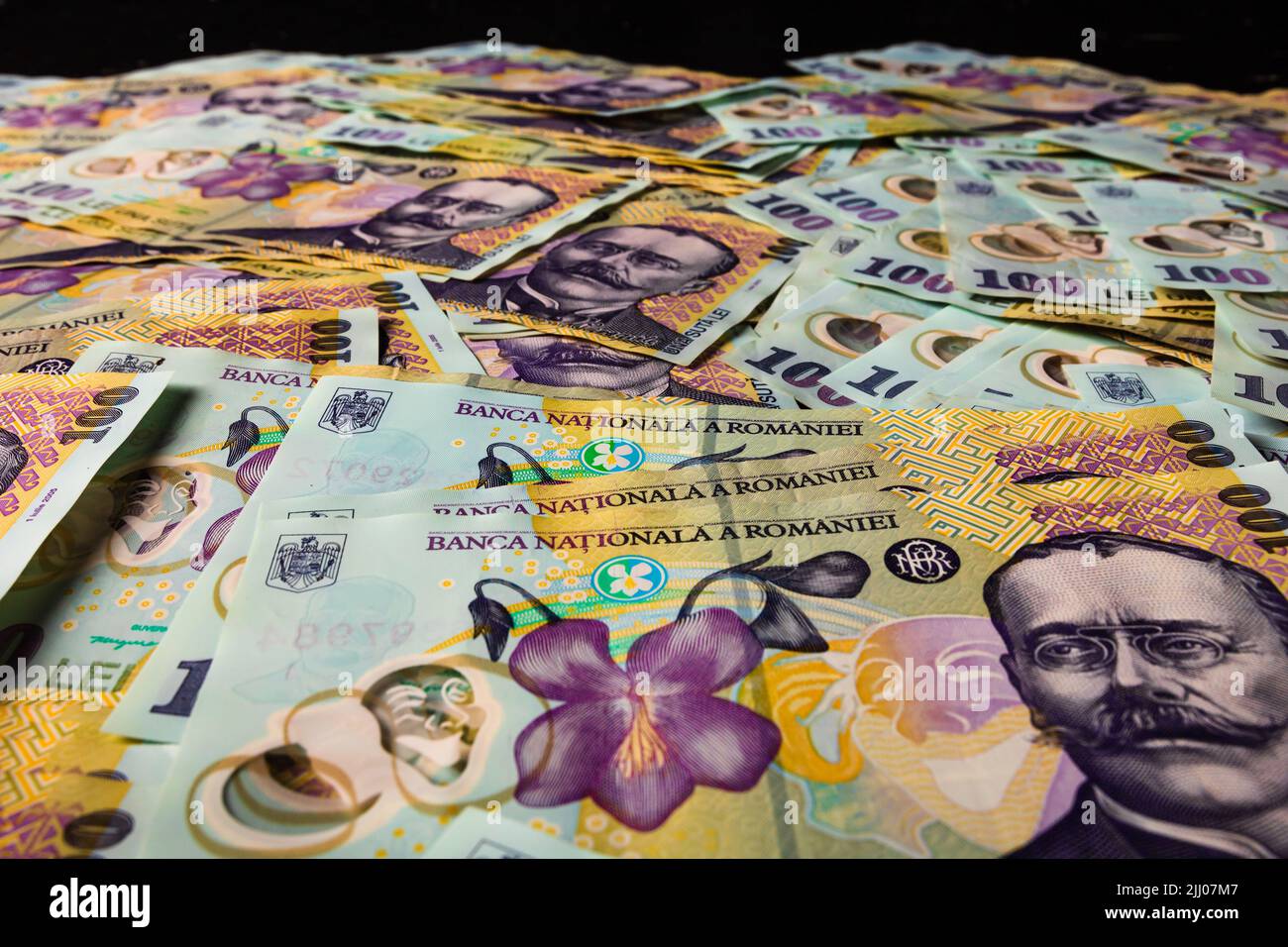 Stack of LEI Romanian money. RON Leu Money European Currency Stock ...