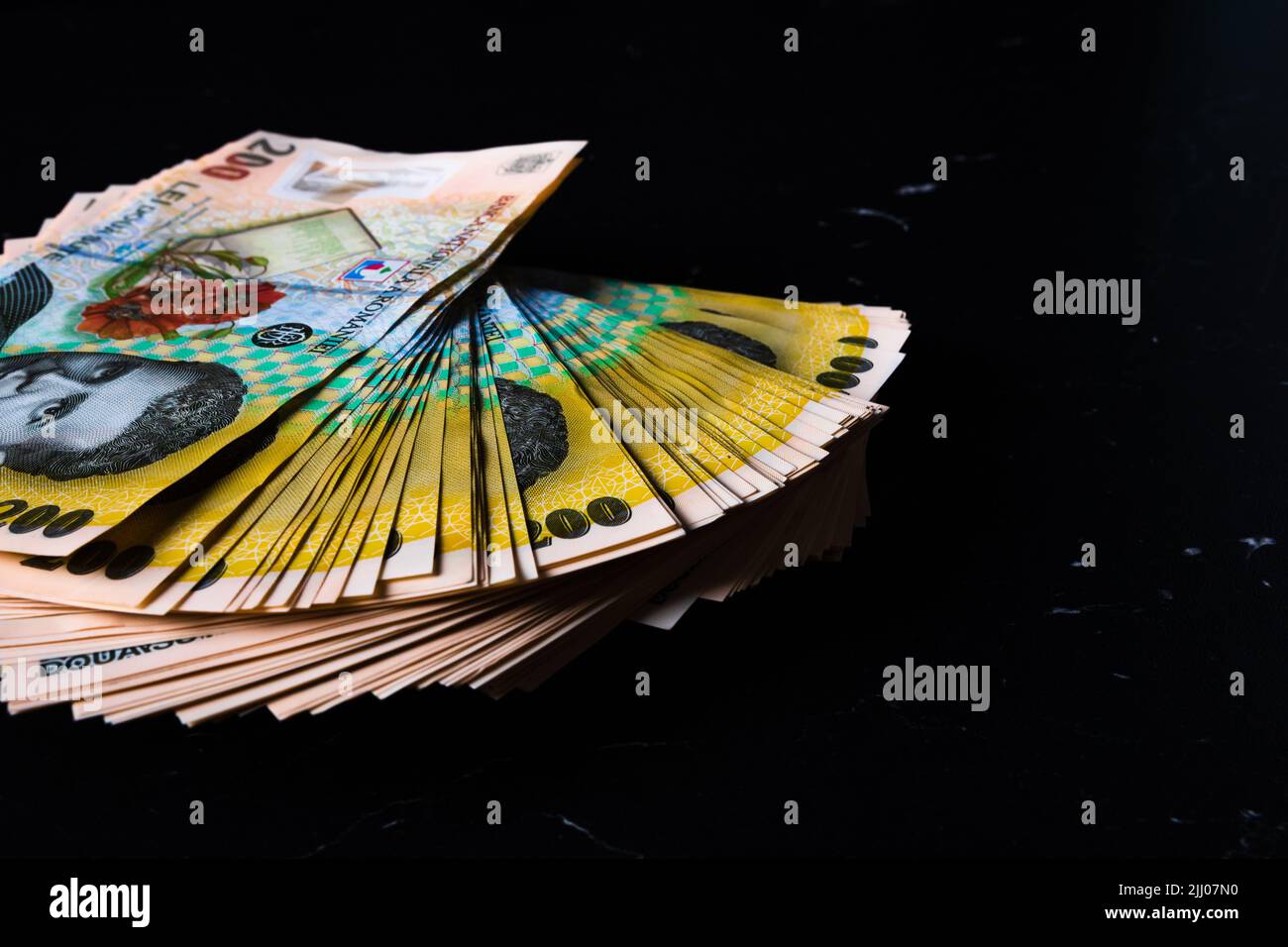 Stack of LEI Romanian money. RON Leu Money European Currency Stock ...