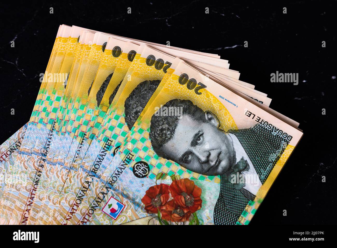 Stack of LEI Romanian money. RON Leu Money European Currency Stock ...