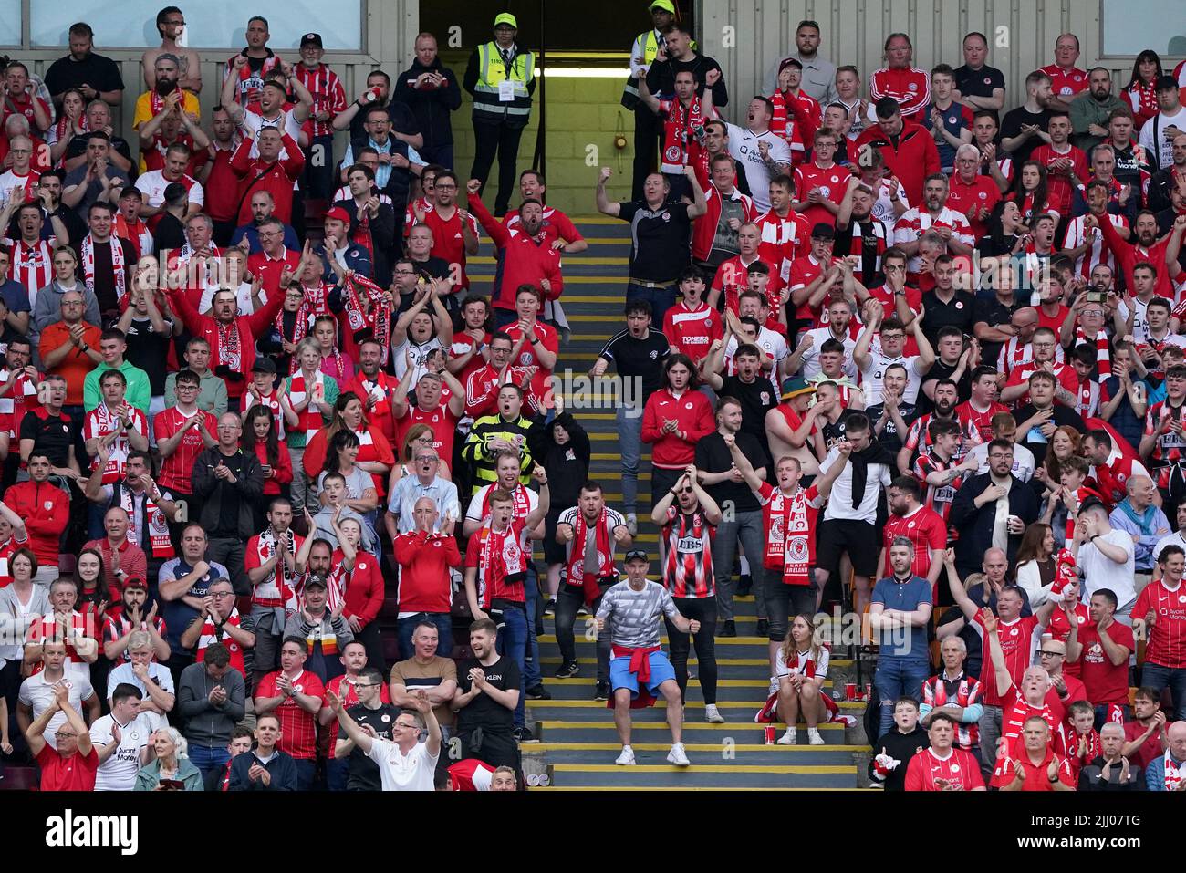Sligo Rovers fans show their support during the UEFA Europa Conference ...