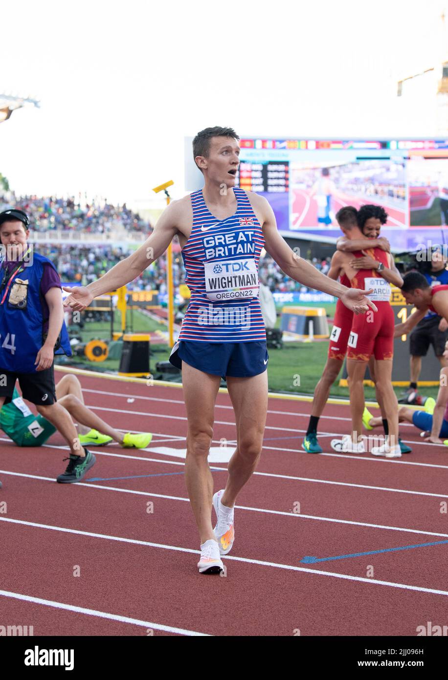 Jake Wightman (GB&NI) celebrating his win in the men’s 1500m final on ...