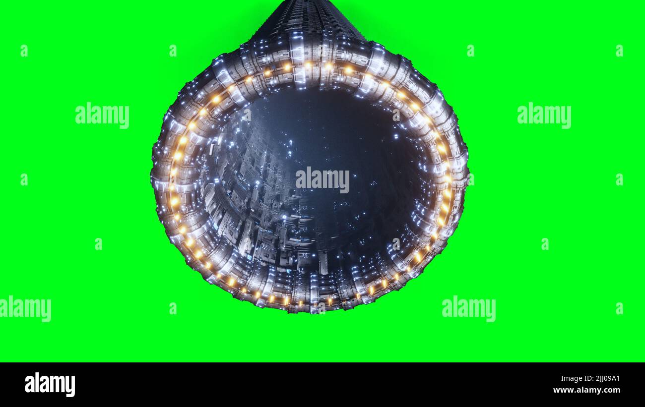 Space futuristic base with ships traffic. Futuristic concept. Green ...