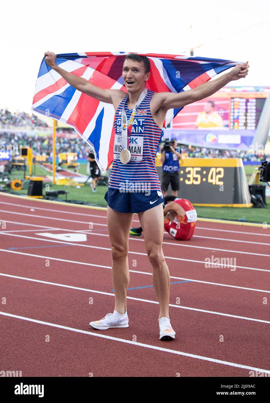 Jake Wightman (GB&NI) celebrating his win in the men’s 1500m final on ...