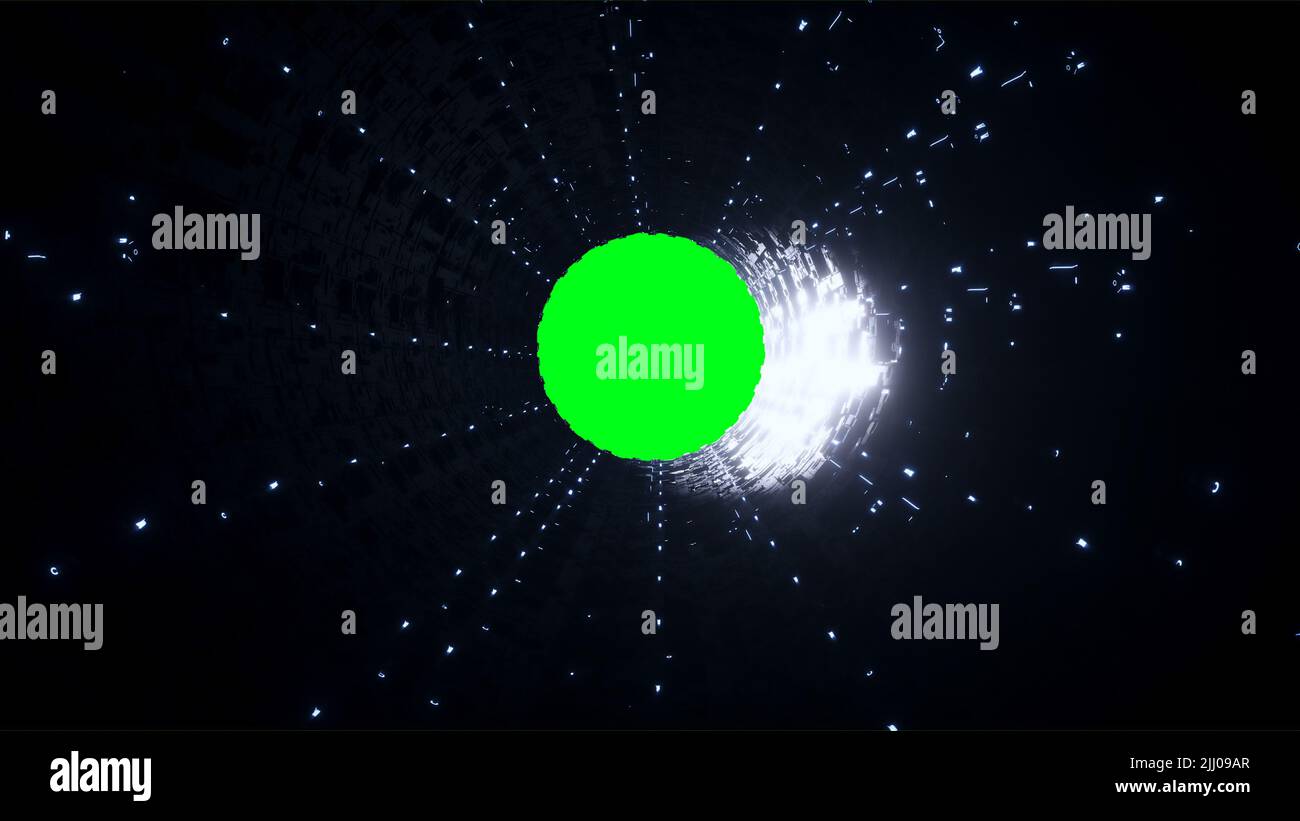 Space futuristic base with ships traffic. Futuristic concept. Green ...