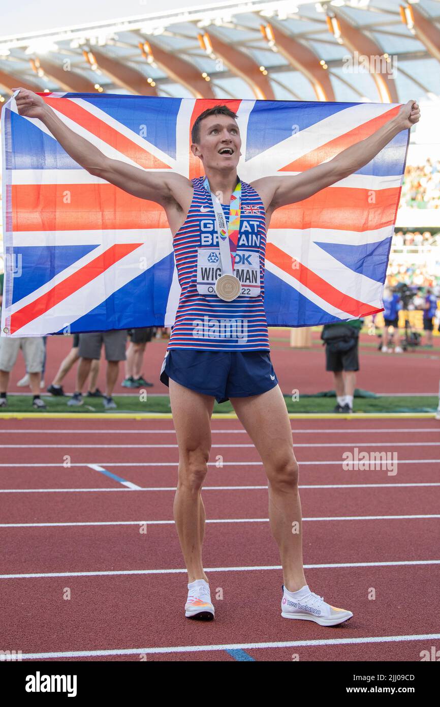 Jake Wightman (GB&NI) celebrating his win in the men’s 1500m final on ...