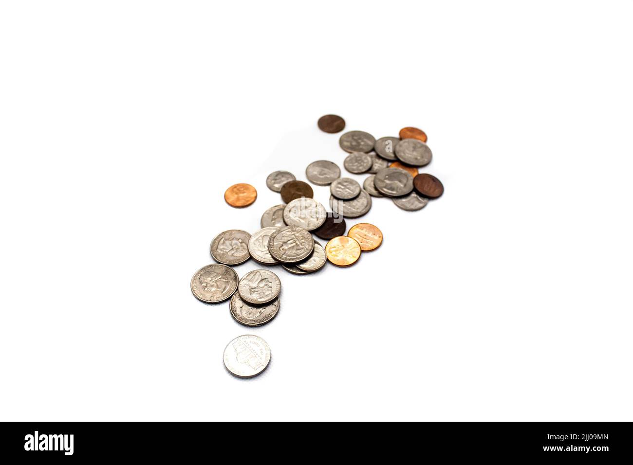Coins isolated on a white background Stock Photo - Alamy