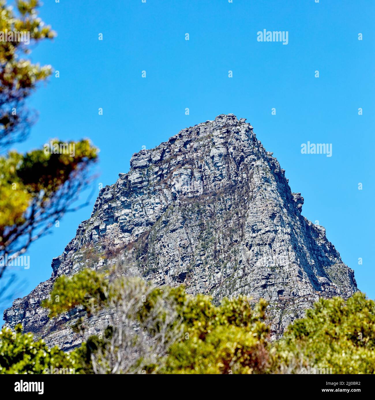Twelve Apostles at Table Mountain in Cape Town against a blue sky ...