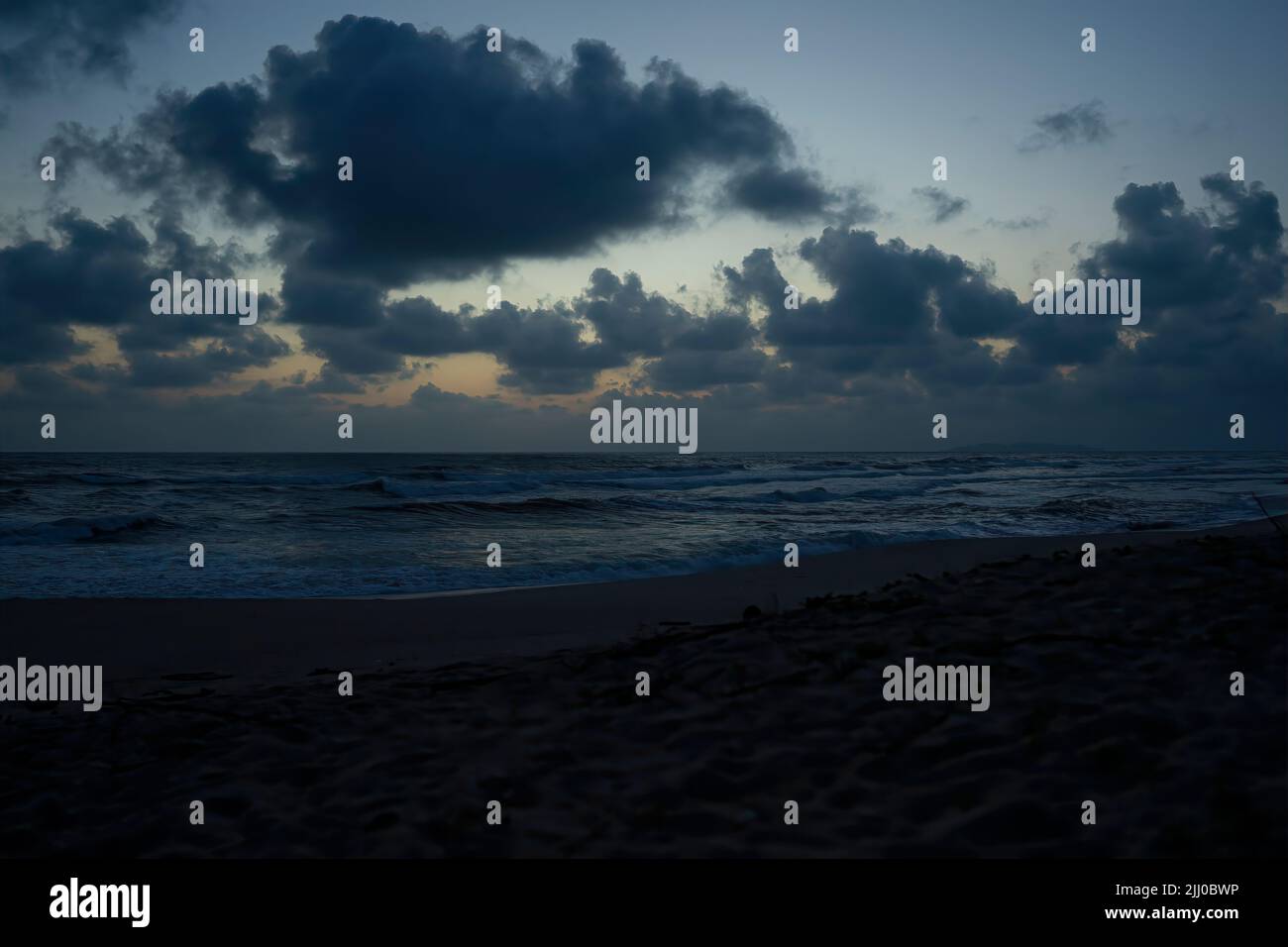 View of an empty beach during dawn. Selective focus points Stock Photo ...
