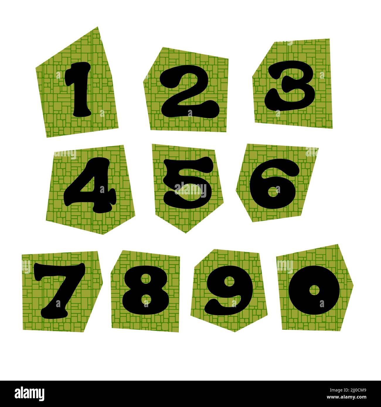 Set with cartoon numbers for kids and hobbies and packaging and fabrics ...
